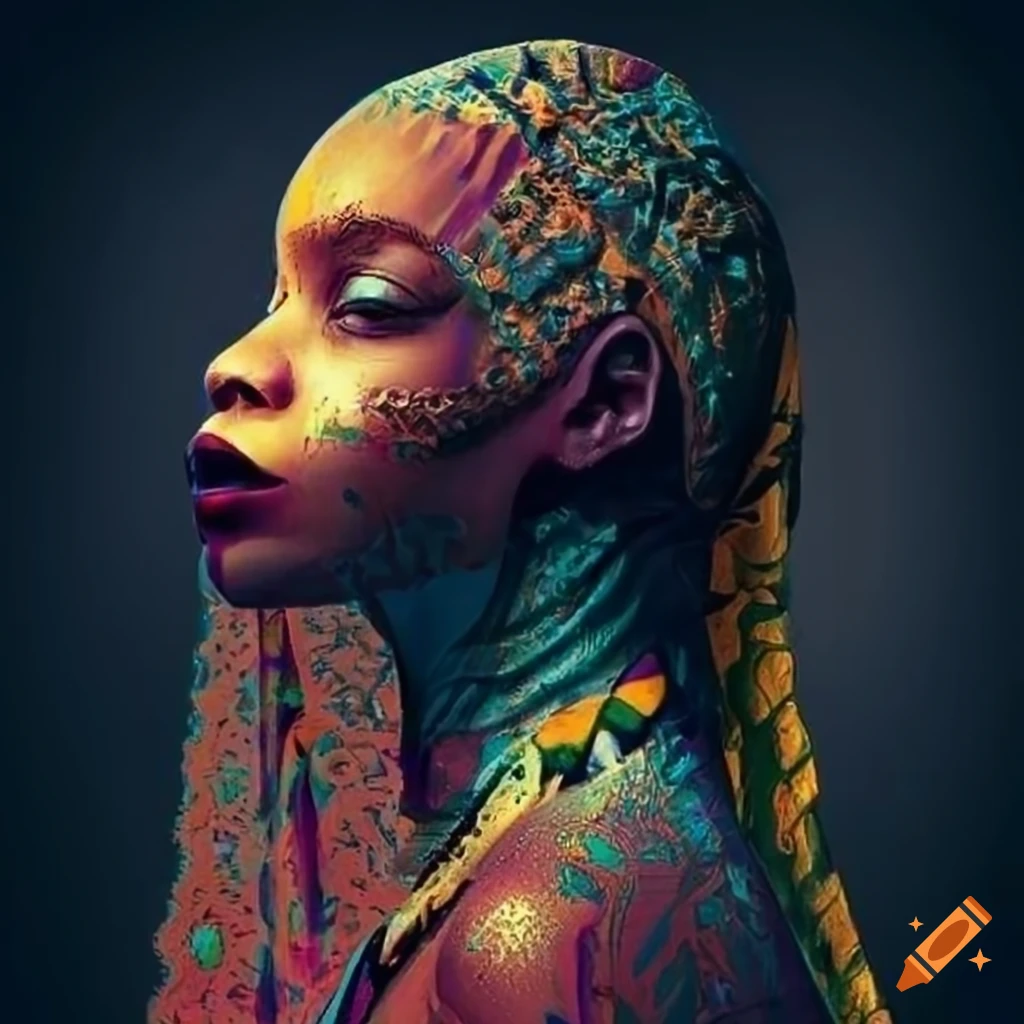 Beautiful full-body african elf in the style of creativesxtra with deep ...