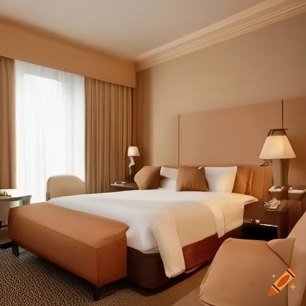 Beige hotel room suite king on Craiyon