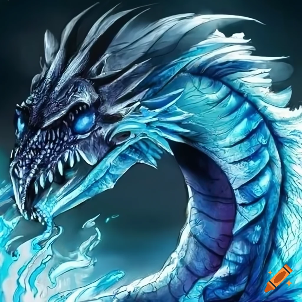 Fire and water dragon fantasy illustration on Craiyon