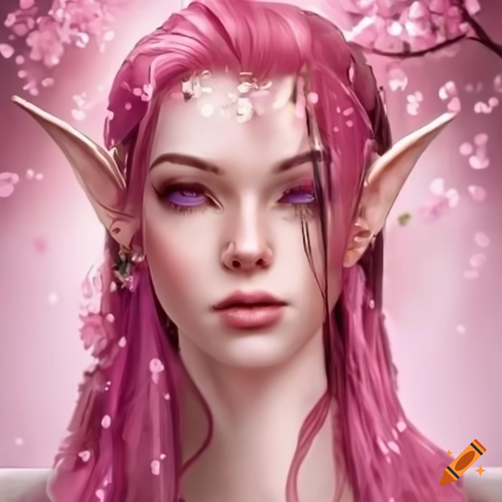 Elven Woman Surrounded By Pink Cherry Blossoms On Craiyon
