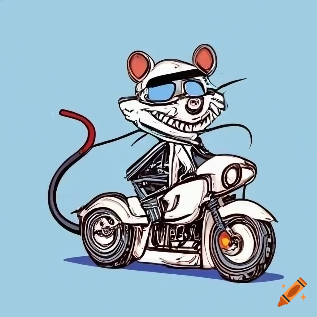 Rat on a Harley Davidson motorcycle with city streets background in ...