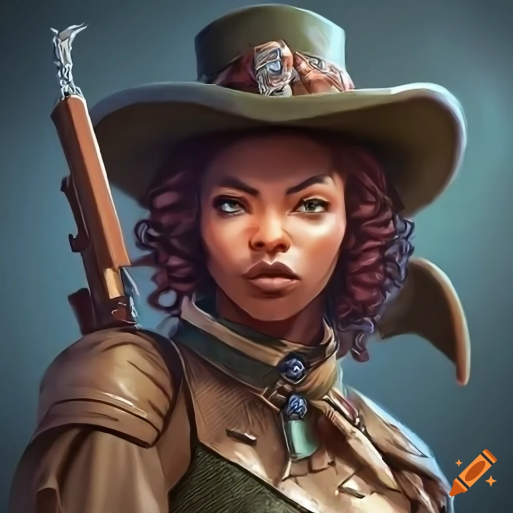 Portrait of a female ranger with a musketeer hat in high detail 4k ...