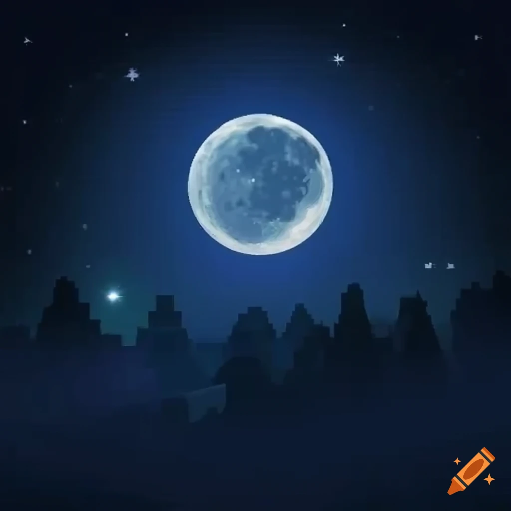 Minecraft night sky with stars and the moon on Craiyon