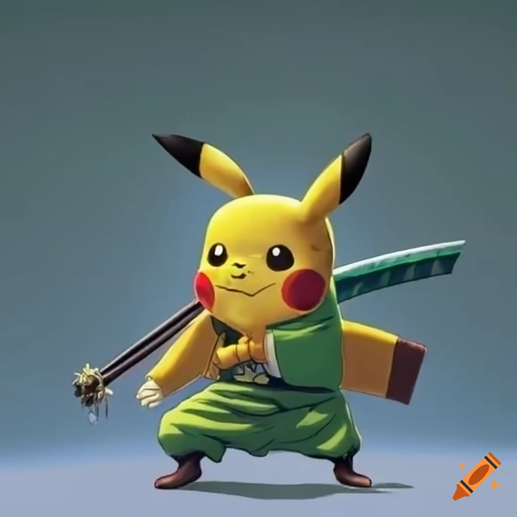 Pikachu wearing Roronoa Zoro clothes on Craiyon