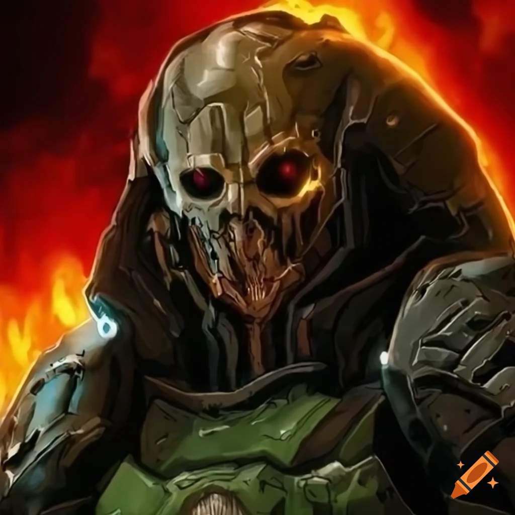 Artwork featuring doom guy, ultron, and ghost rider on Craiyon