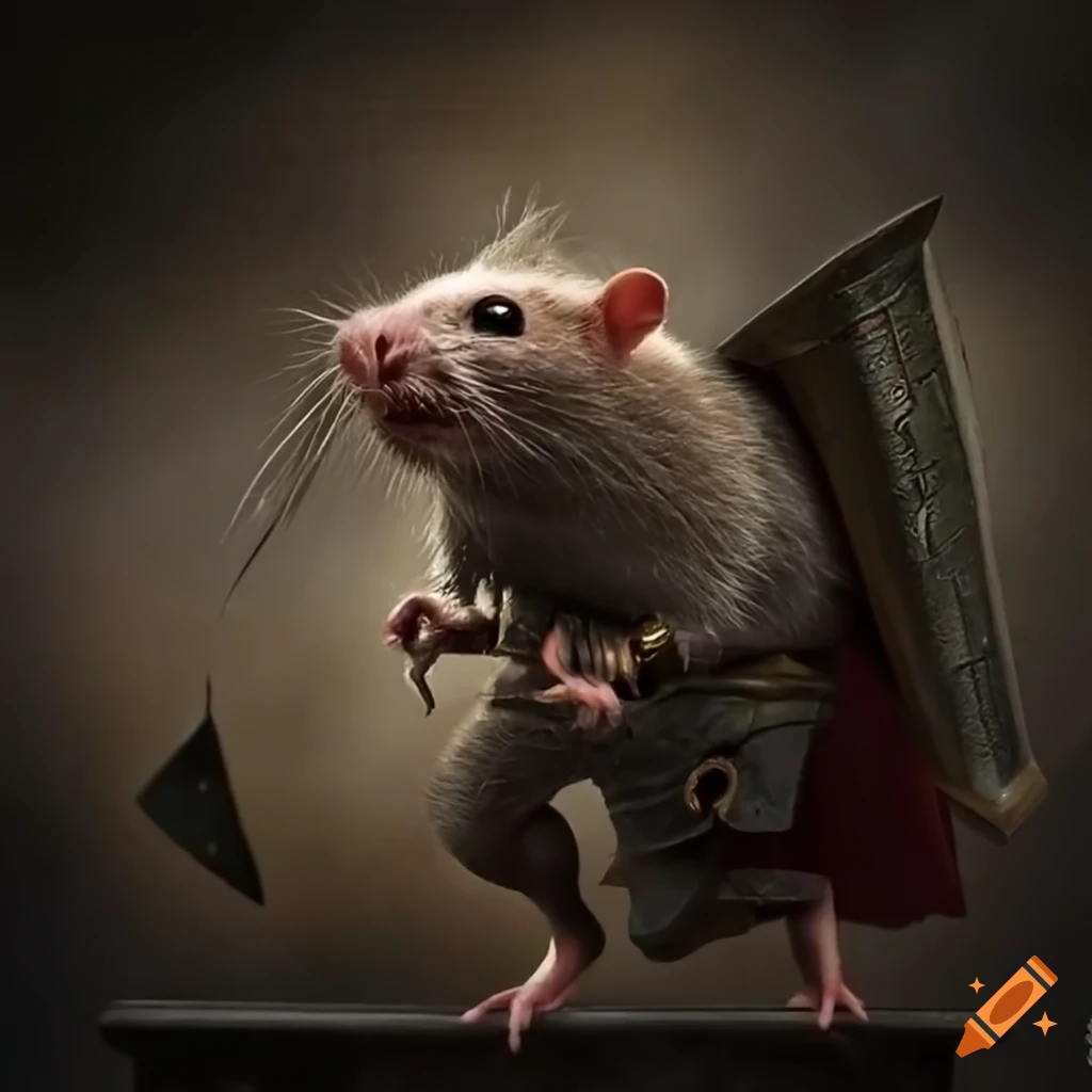 Rat knight chasing cheese on Craiyon