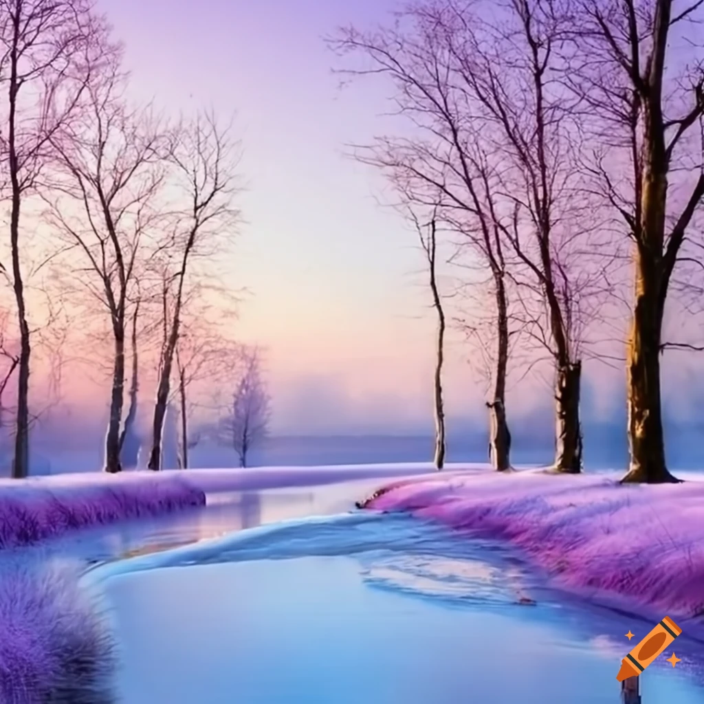 Scenic landscape with spring and winter seasons on Craiyon