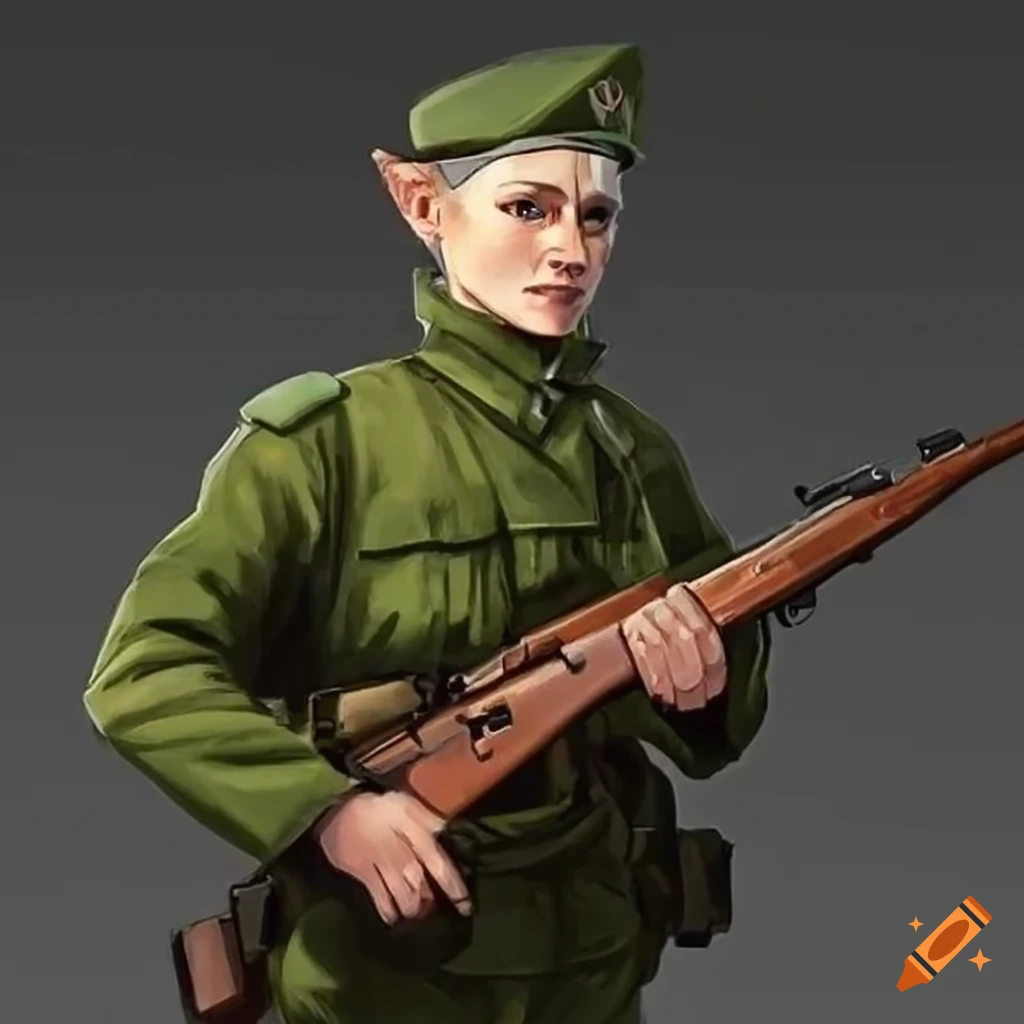 Elf with rifle in a world war 1 setting on Craiyon