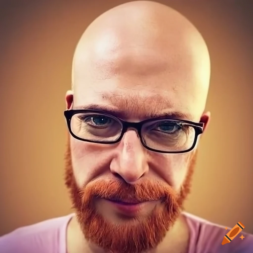 Caucasian male with glasses, ginger hair, goatee, and balding on Craiyon
