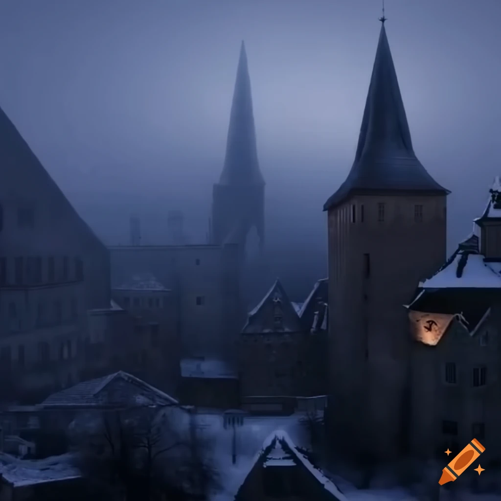 Medieval german city in winter on Craiyon