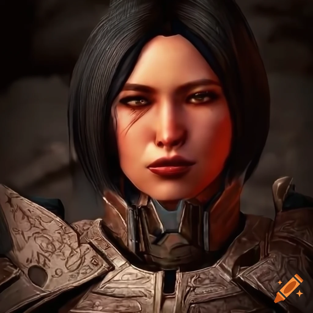 Asian female commander shepard in dragon age costume on Craiyon