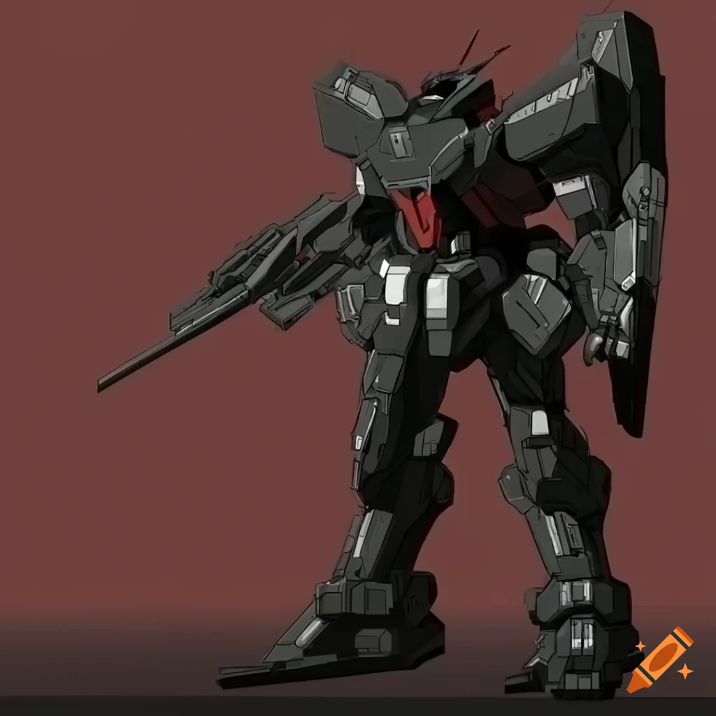 Agile mech with exoskeleton and red/black color scheme in anime art ...