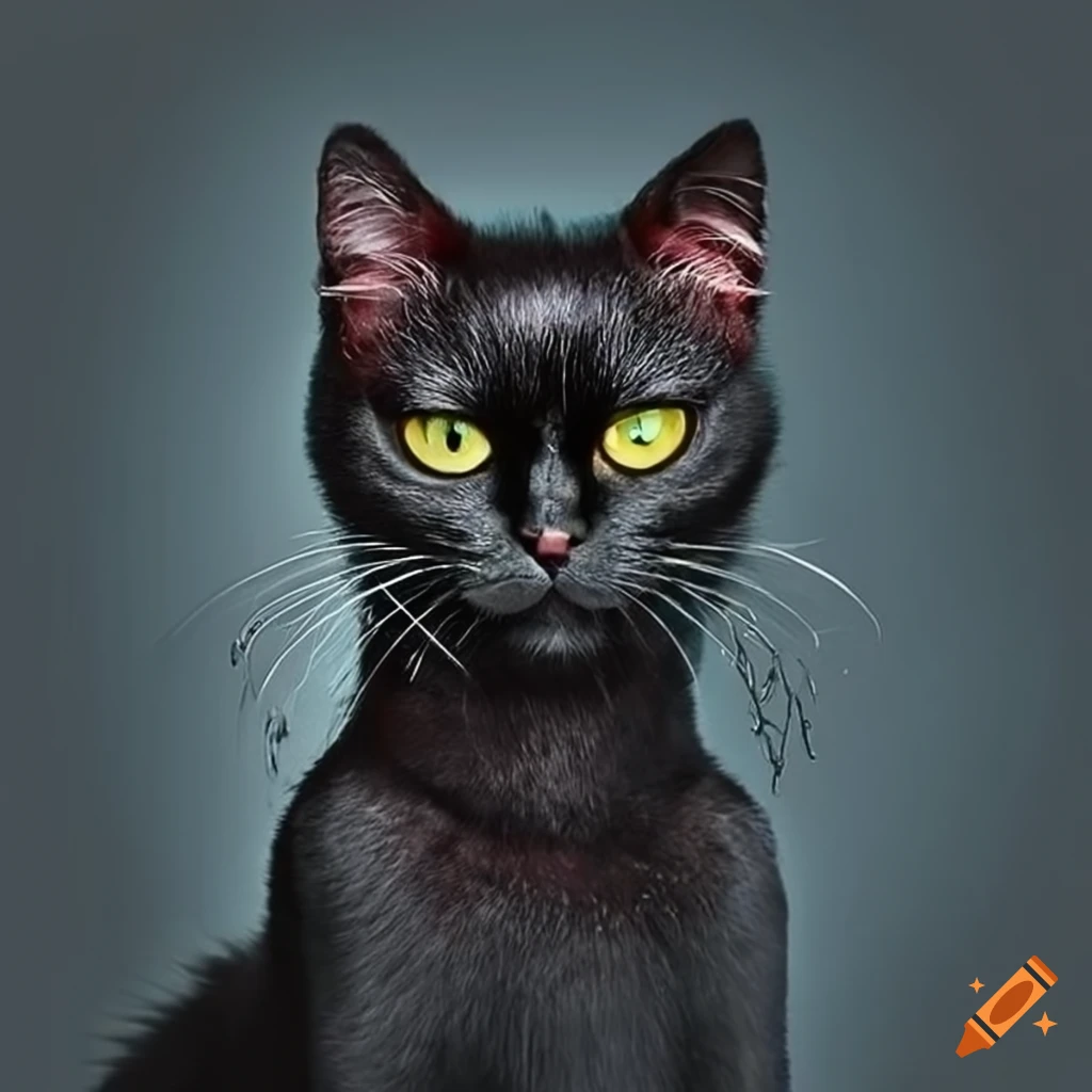 Stylish black cat with a punk rocker vibe on Craiyon