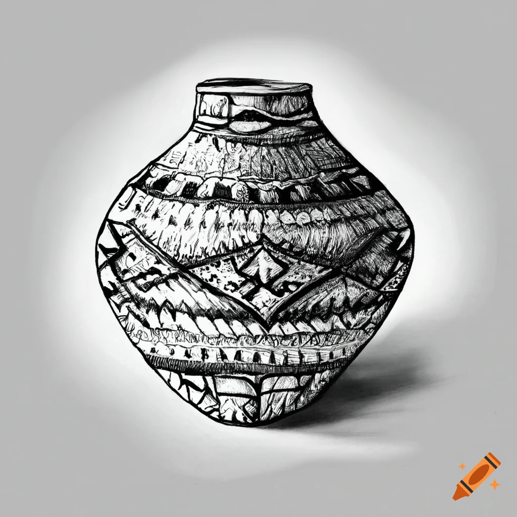 Southwest style black and white ink drawing on Craiyon