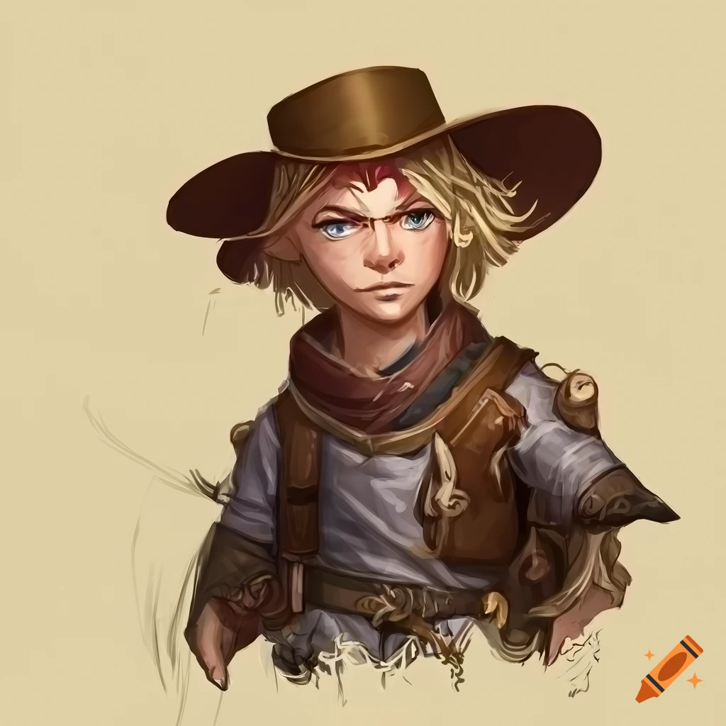 Art of a blond handsome young halfling with a seductive smirk and a ...