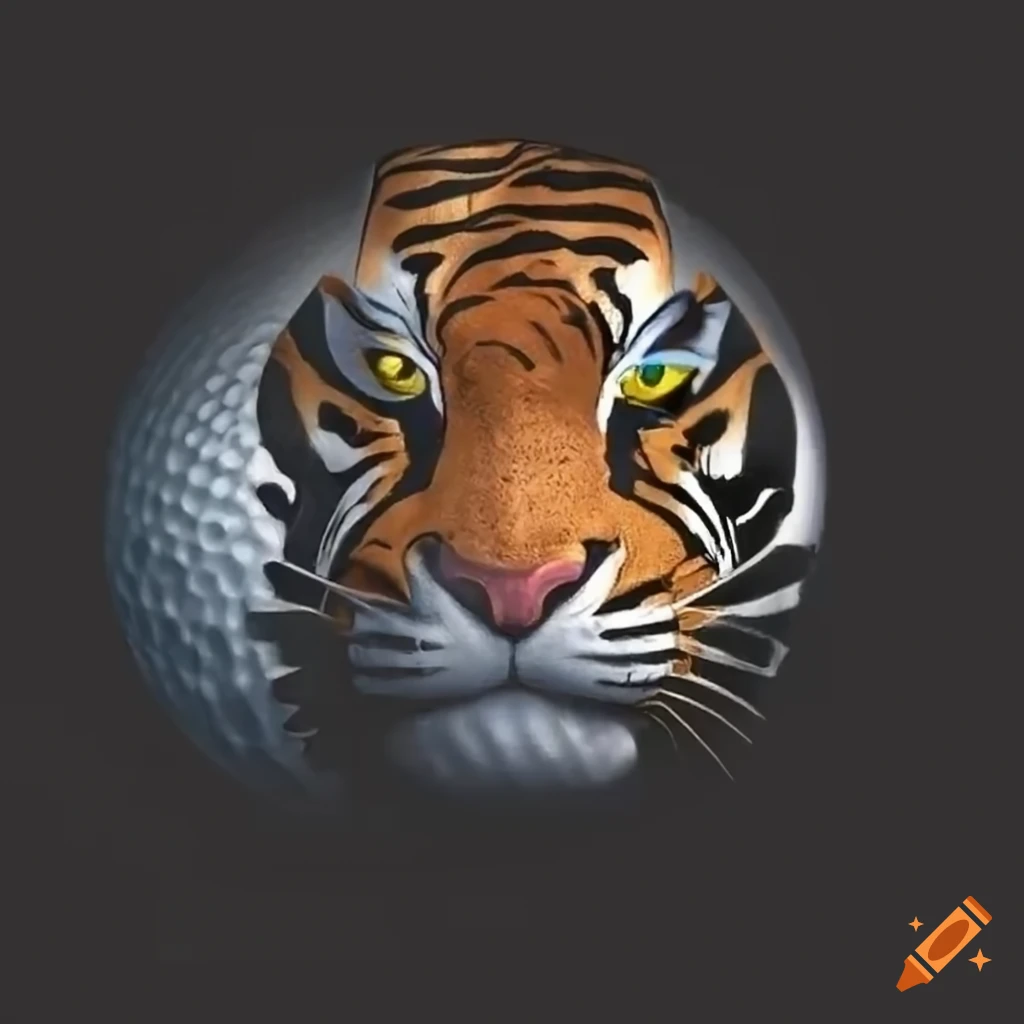 Tiger logo with a golf ball in its mouth on Craiyon