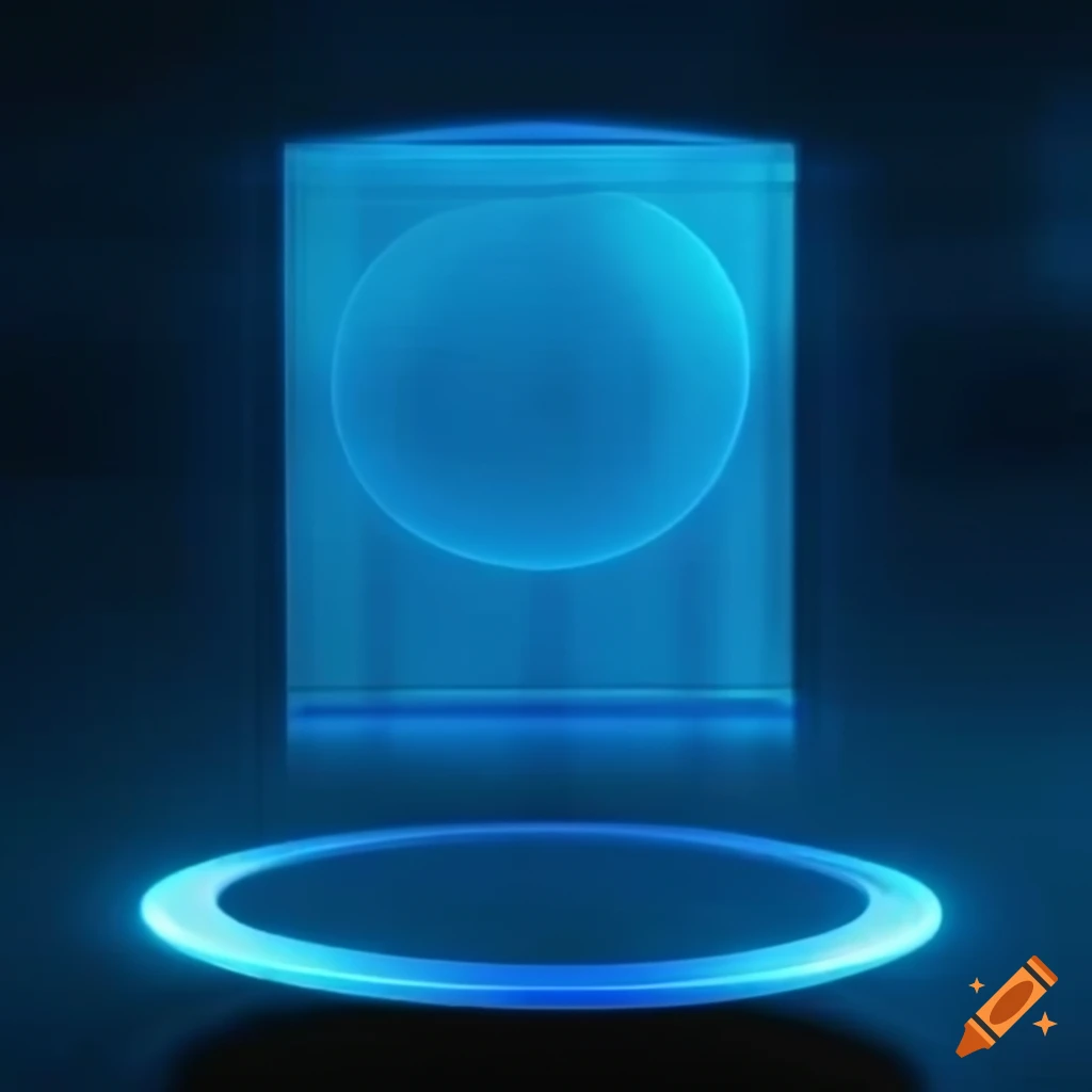 Blue hologram screen cgi rendering on Craiyon