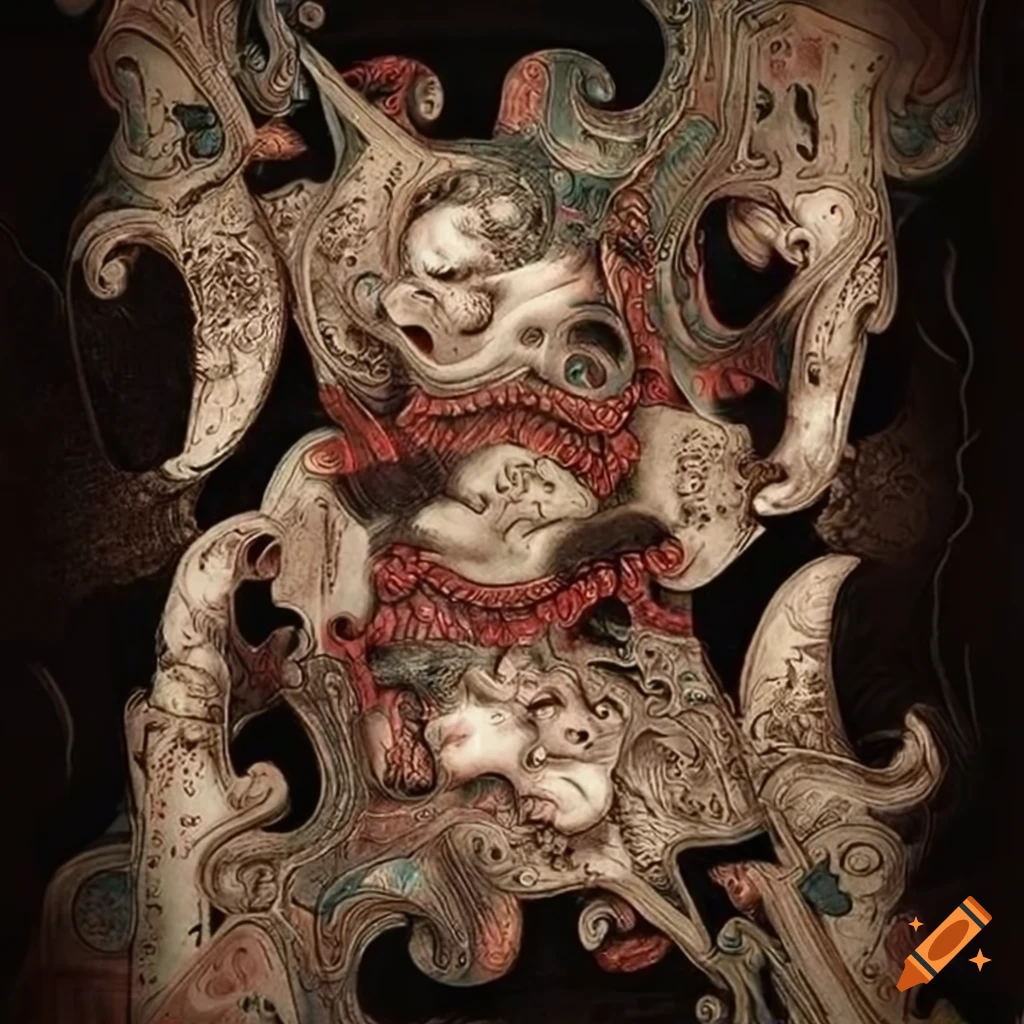 Surrealist and bizarre joker playing card with unique motifs and ...