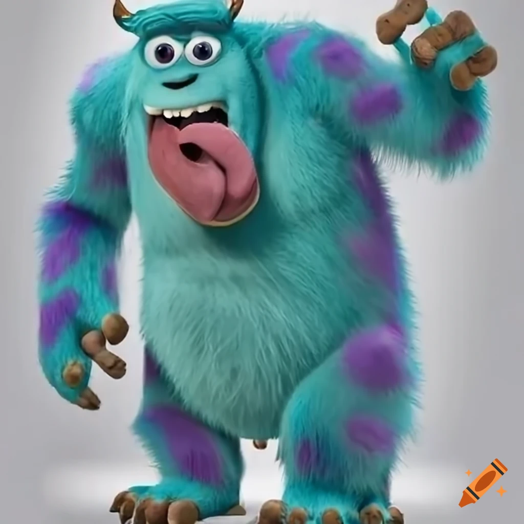 Sully from Monsters Inc sticking out his tongue on Craiyon