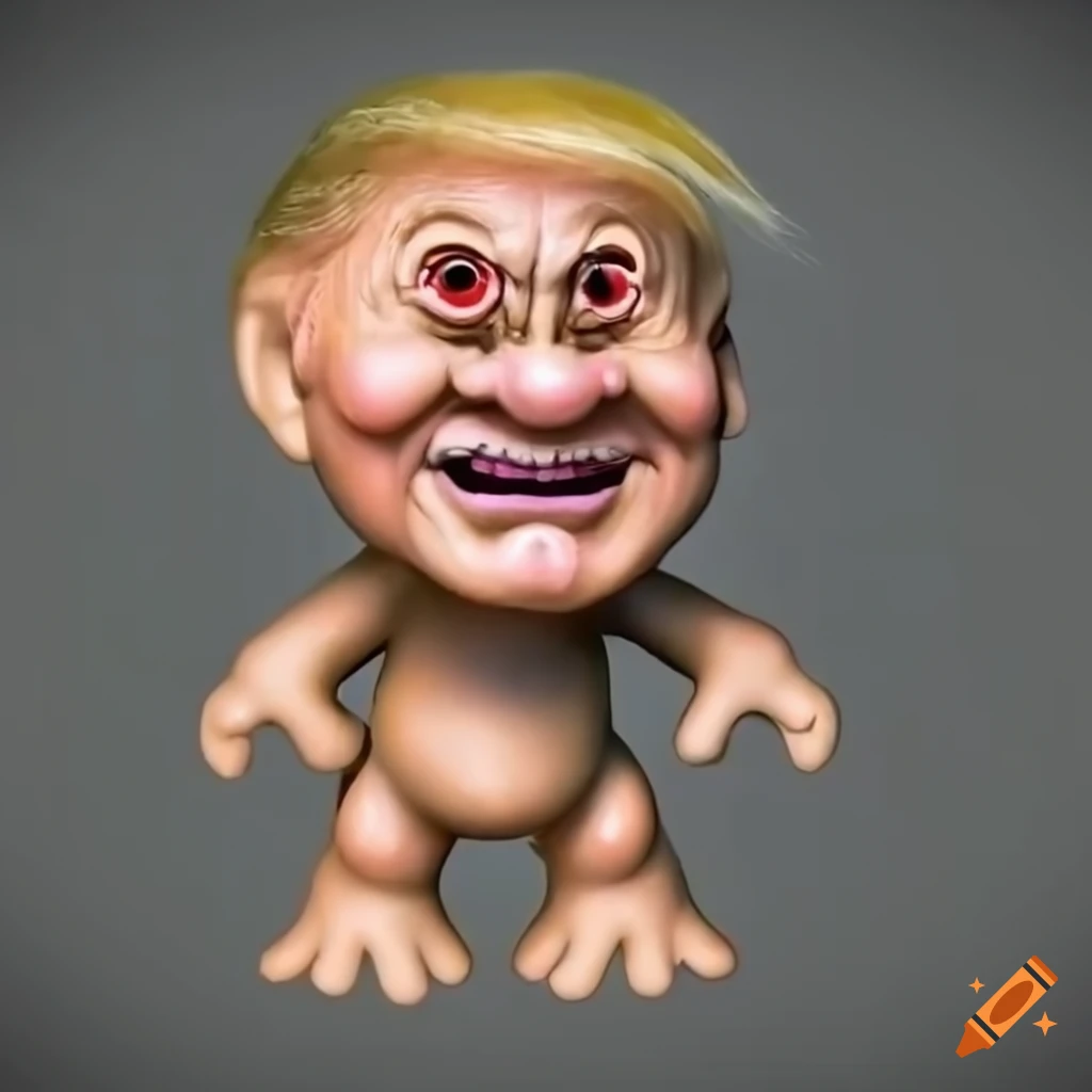 Satirical and detailed donald trump troll doll in 64k resolution on Craiyon