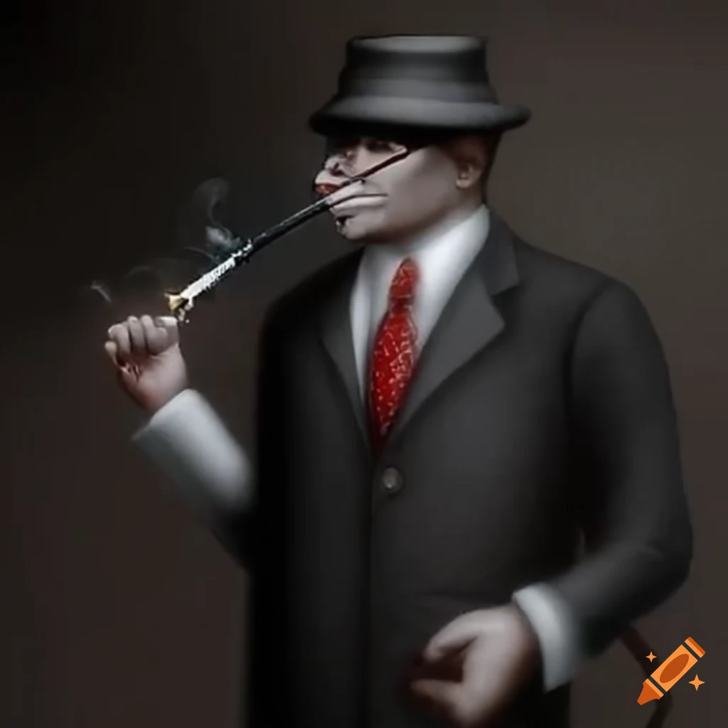 Cartoon mouse with a cigar in a mafia boss outfit on Craiyon