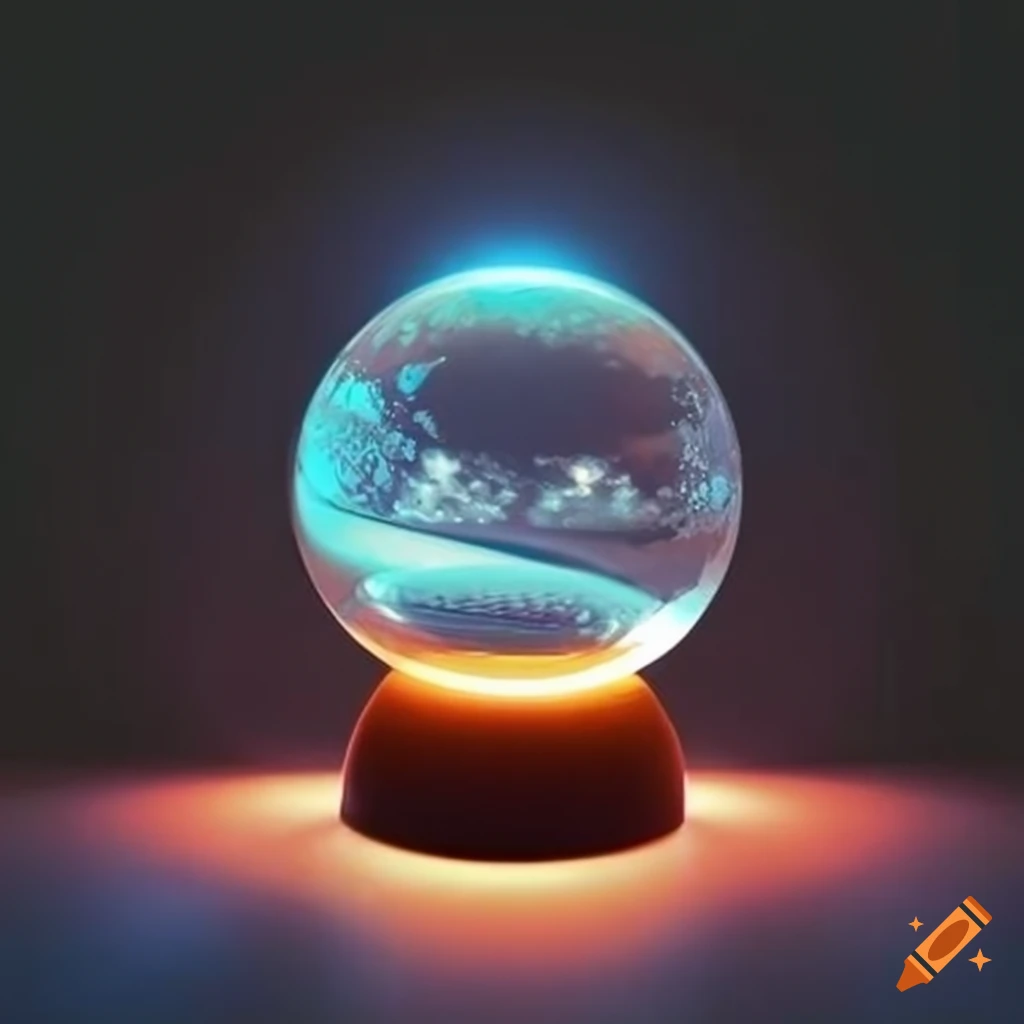 3d laser engraved crystal ball with bright lighting on Craiyon
