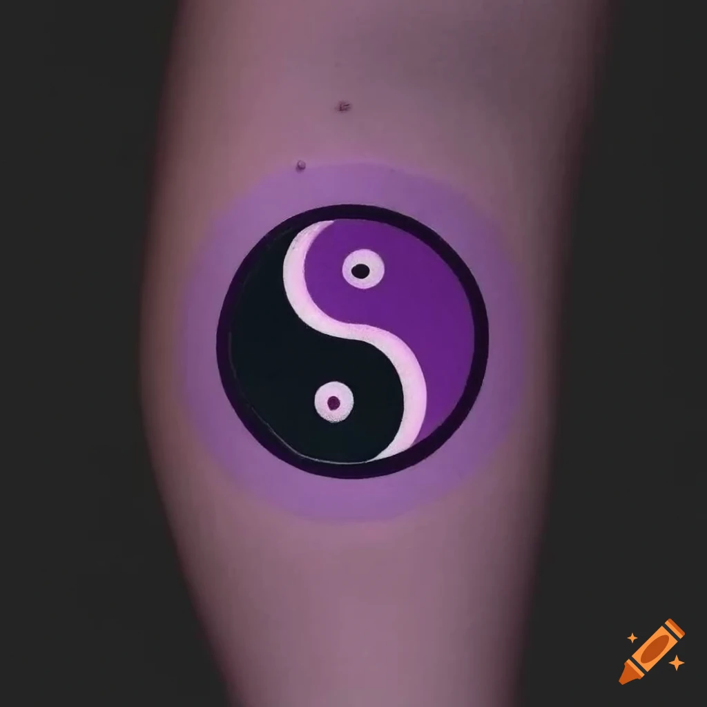 Yin yang symbol tattoo in purple and green colors on Craiyon