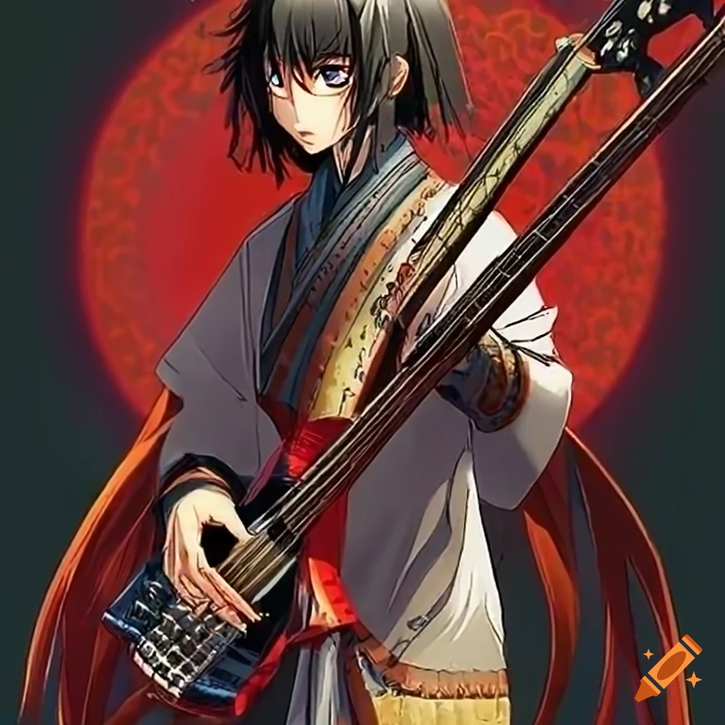 Samurai anime bass player on Craiyon