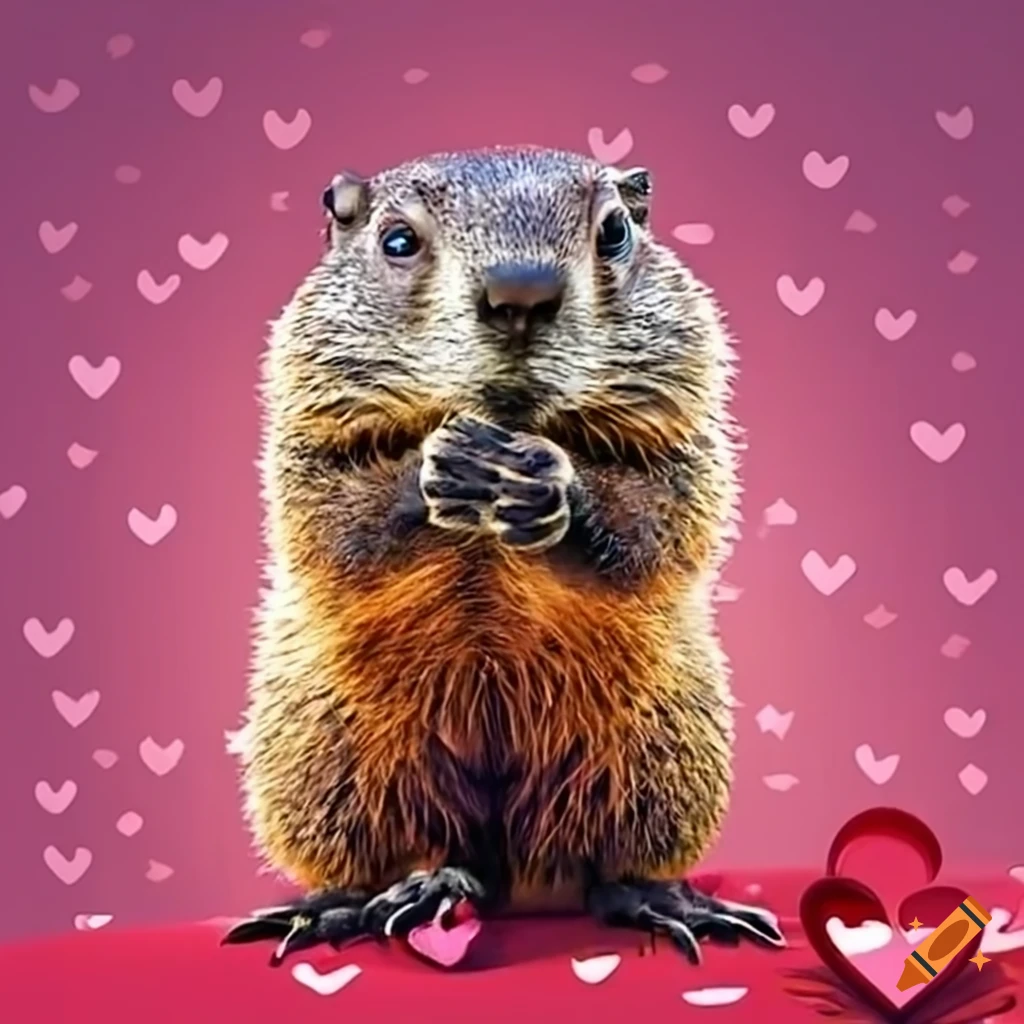 Groundhog celebrating valentine's day on Craiyon