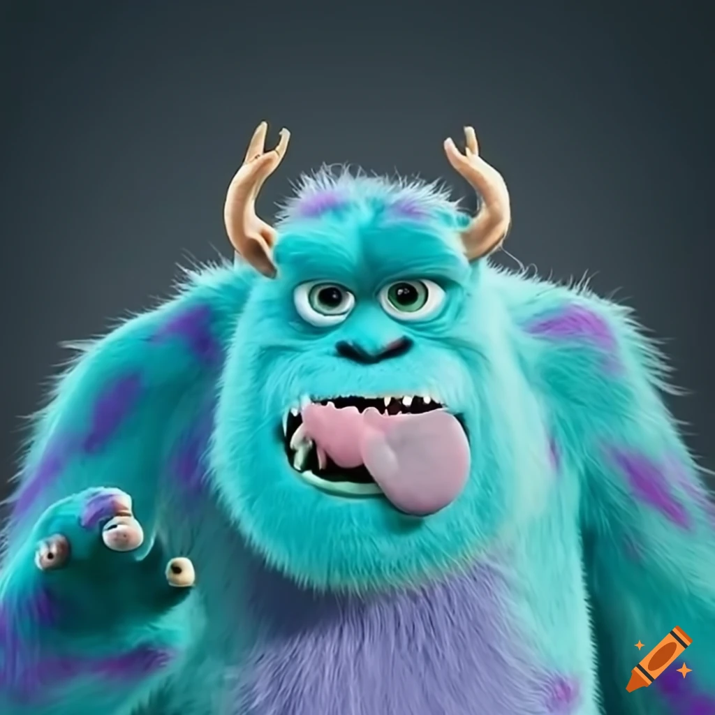 Sully from monsters inc sticking out his tongue on Craiyon