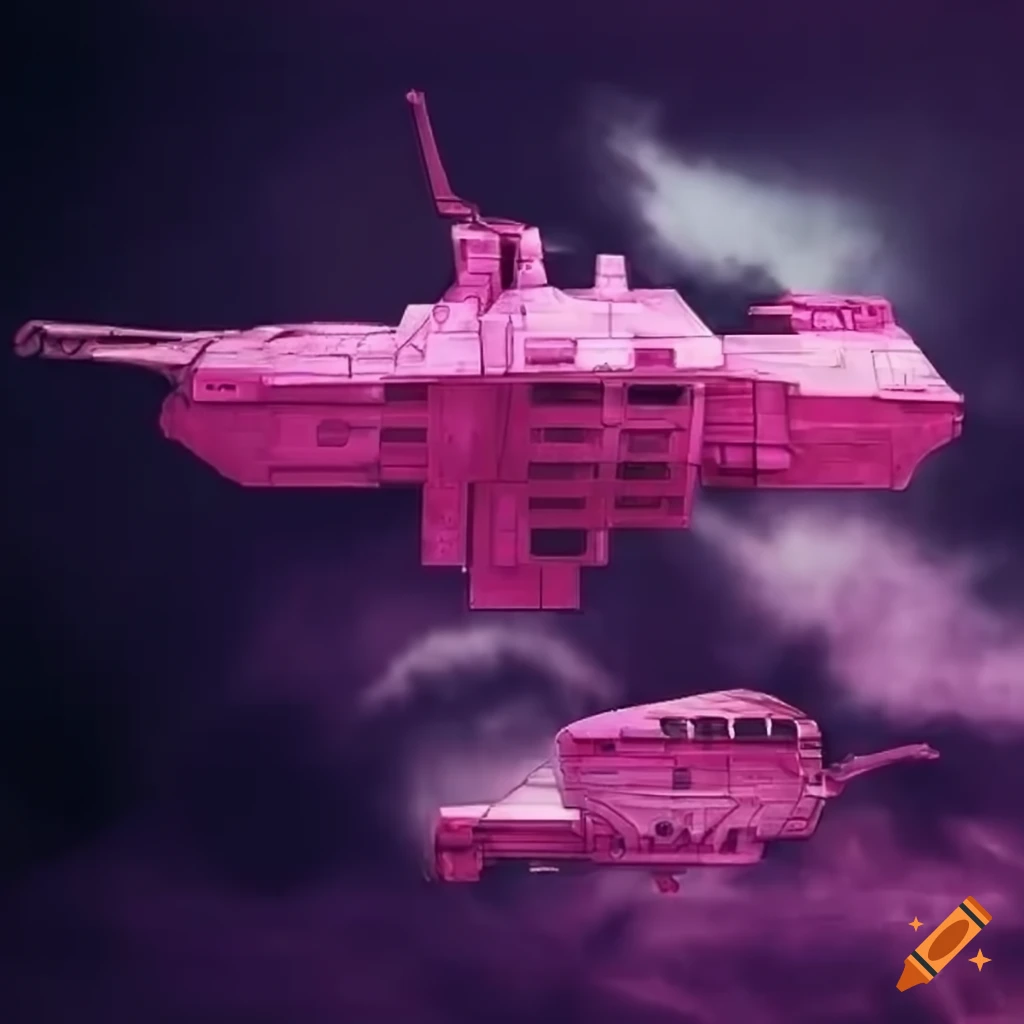 70s sci fi pink dropship on Craiyon