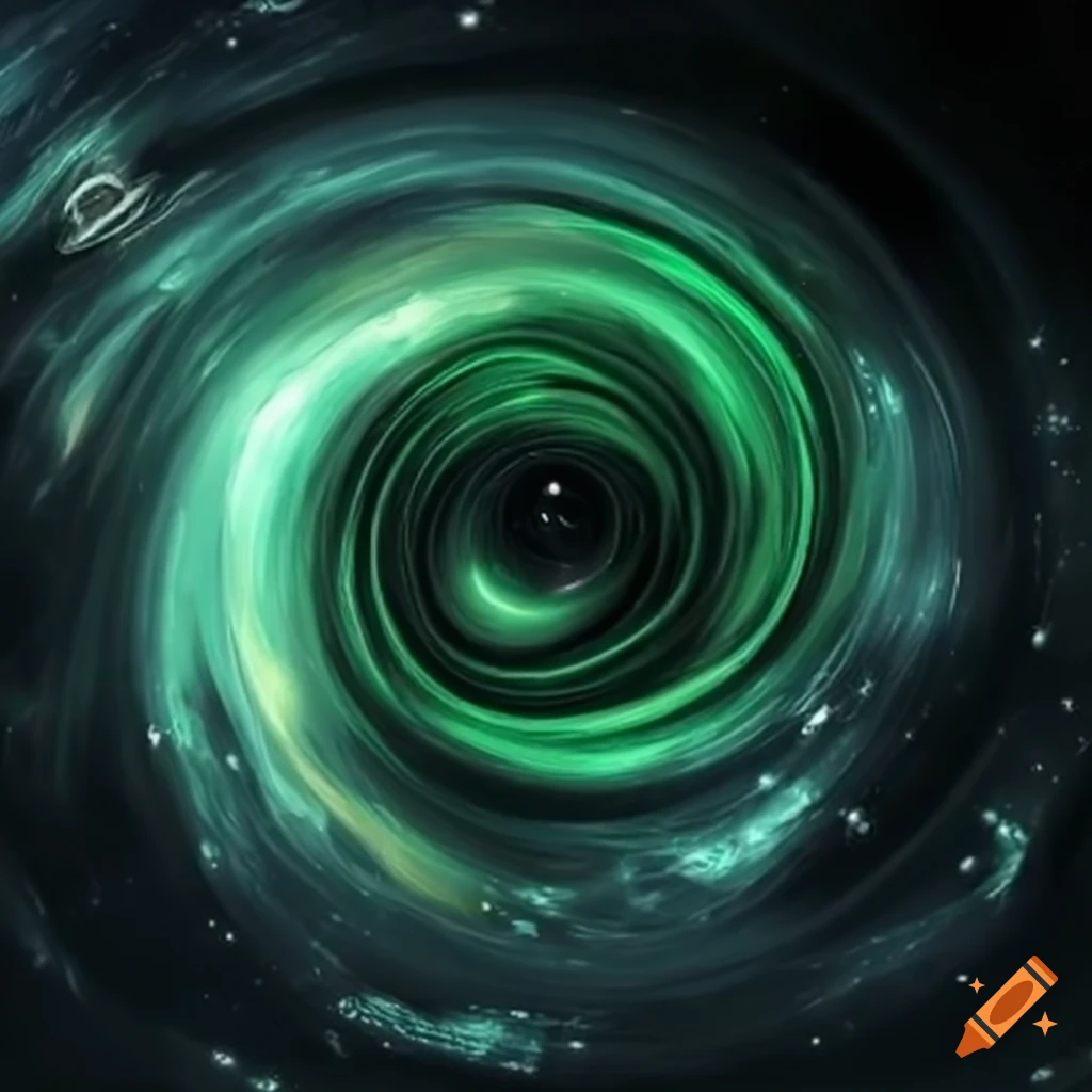 Spaceship drawn into dark gravity vortex in space on Craiyon