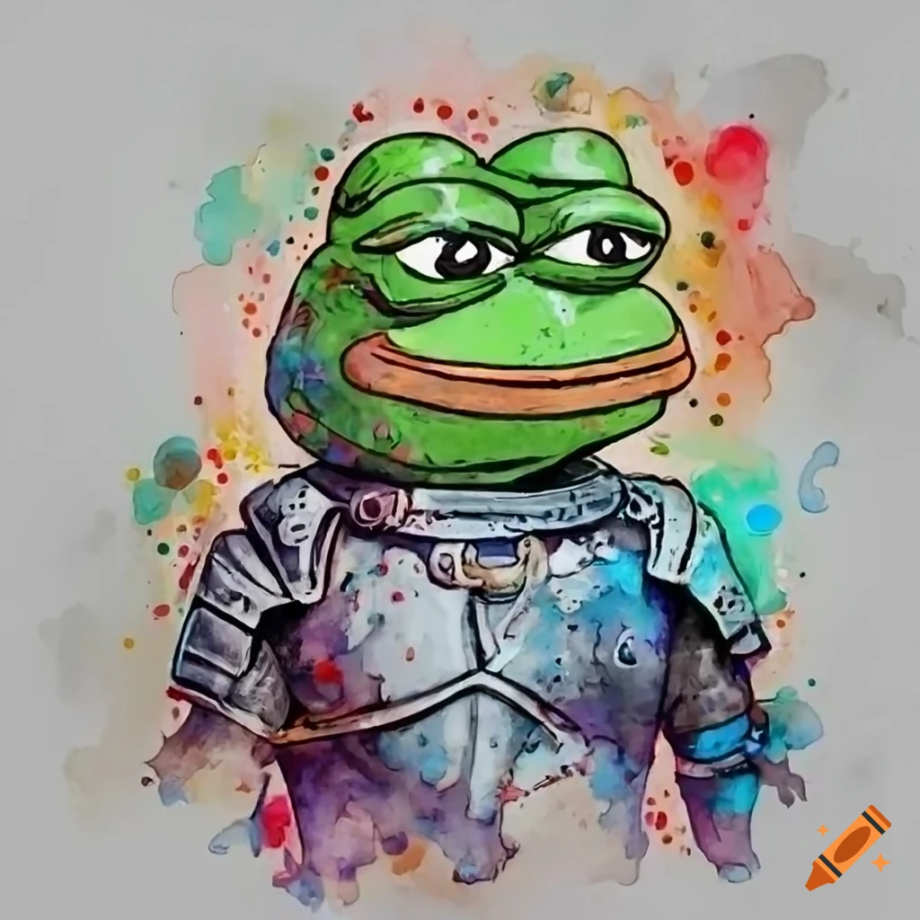 Portrait of pepe the frog in paladin armor on Craiyon