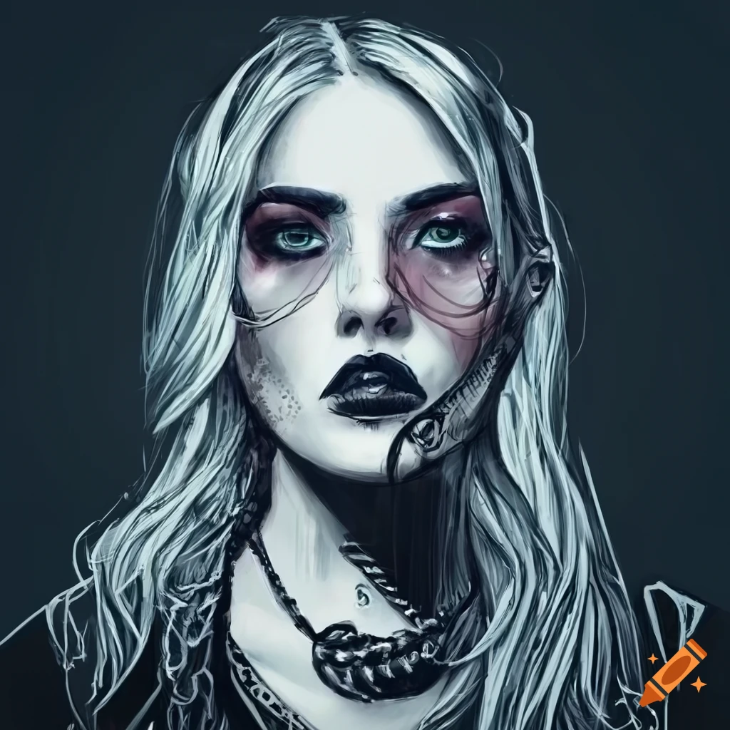 Sketch Of An Alternative Metal Woman On Craiyon