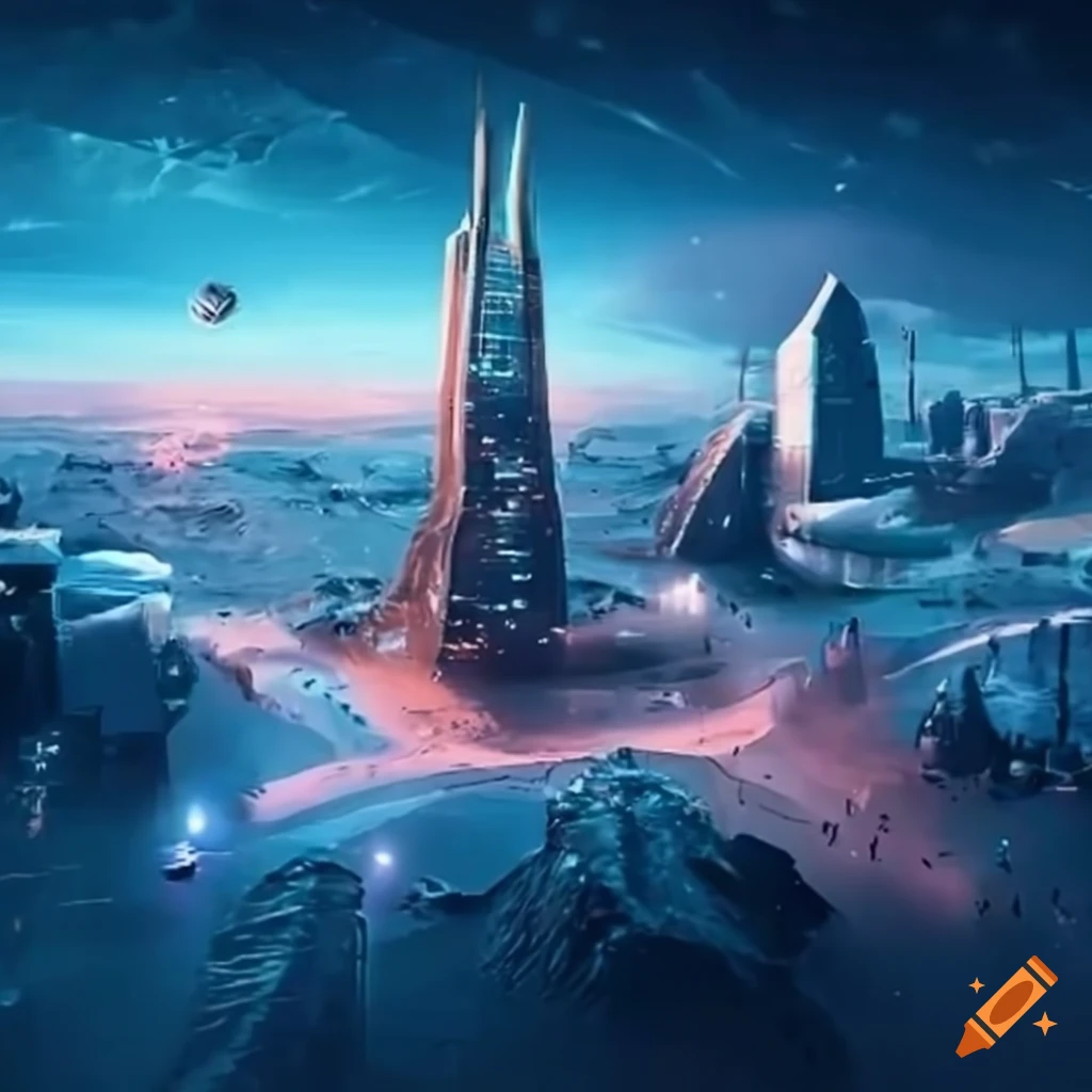 Futuristic ice city on Craiyon