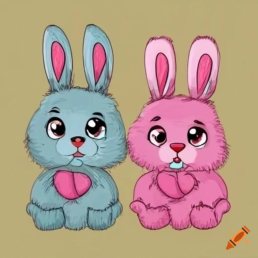Fluffy bunnies in colorful and cute cartoon style art on Craiyon