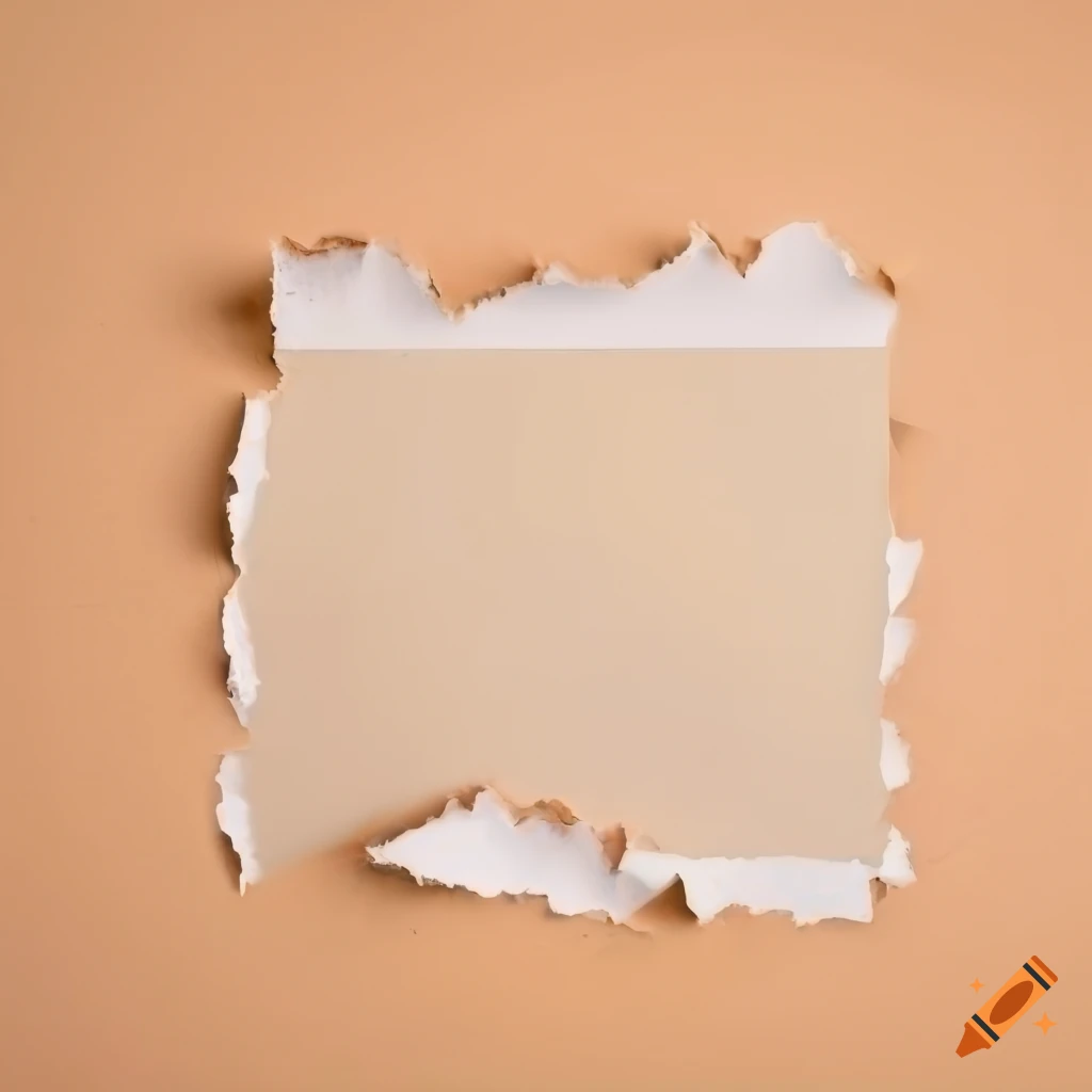 Torn beige paper pieces arranged in a beautiful shape on beige ...