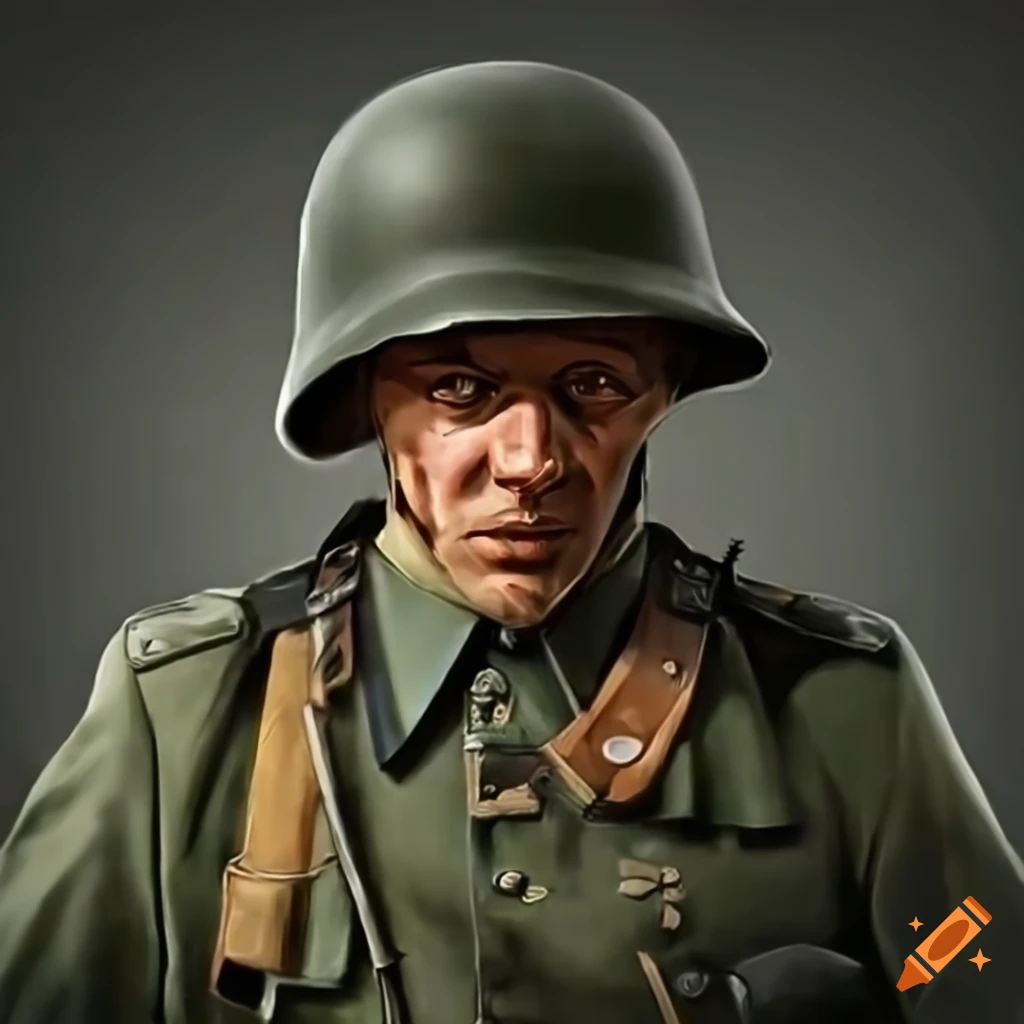 German soldier in world war one showing fear on Craiyon