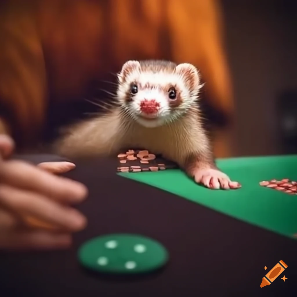 Fire ferret playing poker on Craiyon