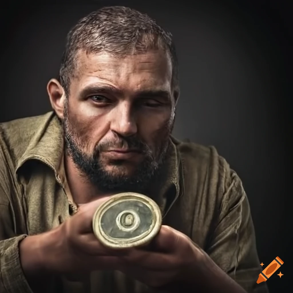 Strong man holding a coin on Craiyon