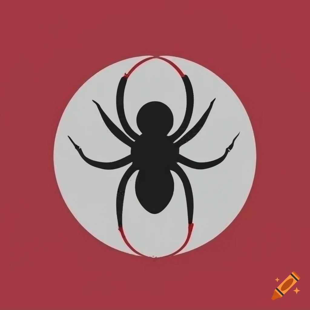 Country flag design with red background, white circle, and black spider ...
