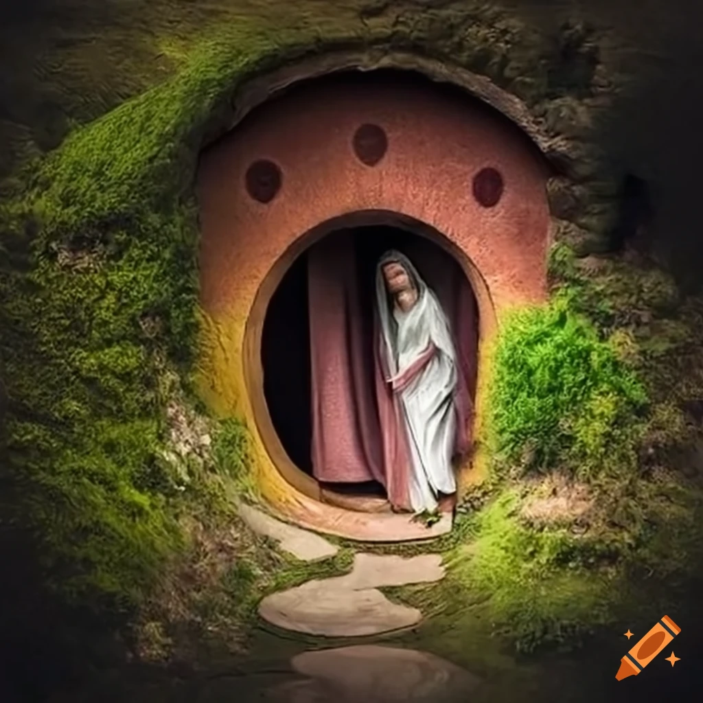 Depiction of jesus in a hobbit hole on Craiyon