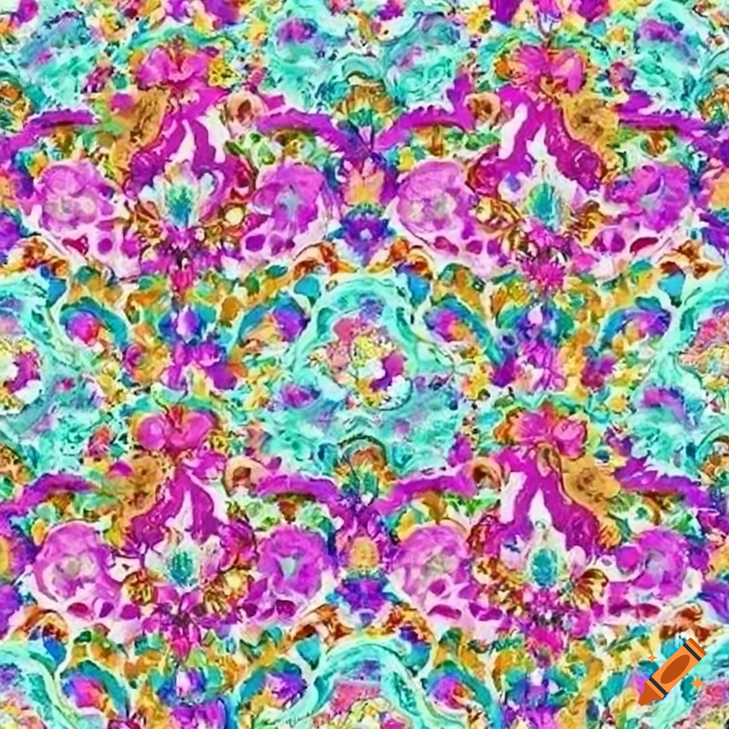 Colorful intricate floral pattern in pastel colors, oil painting on Craiyon