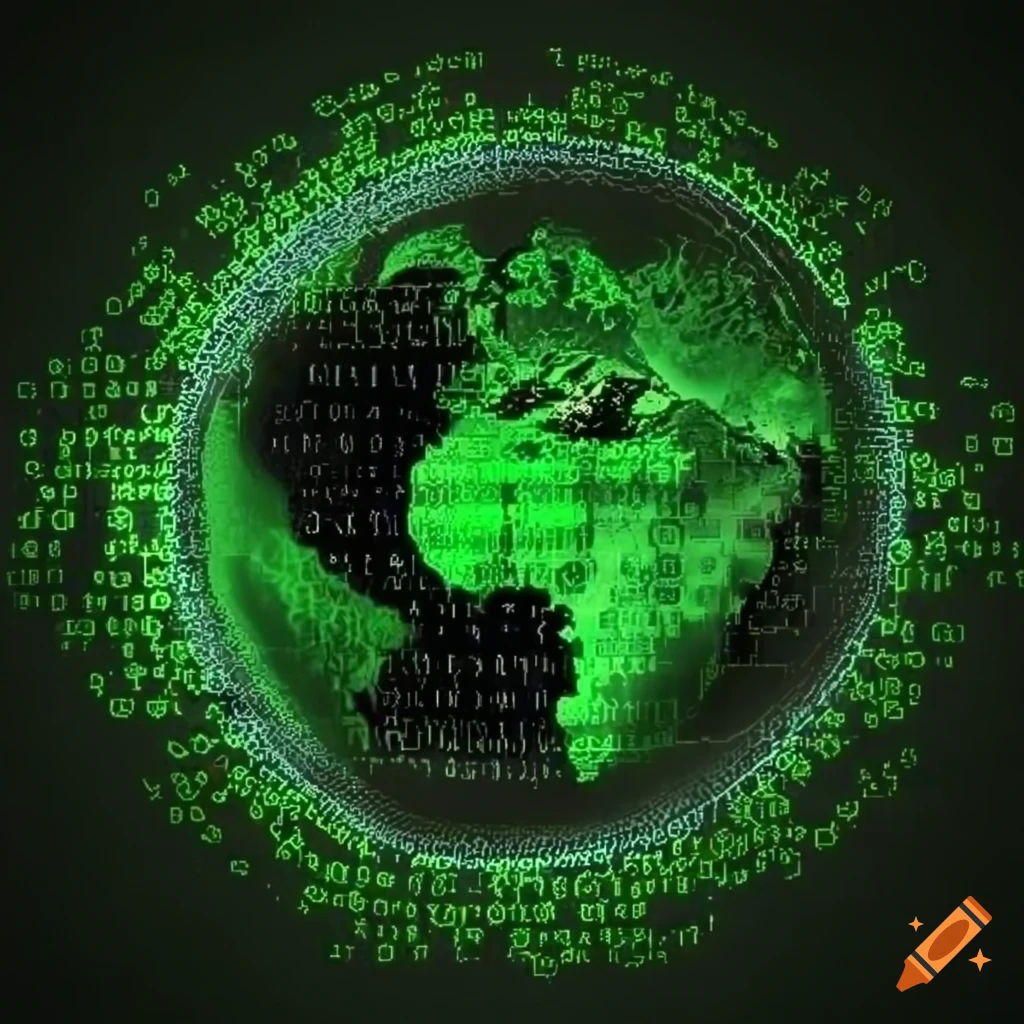 Green and black binary code earth on Craiyon