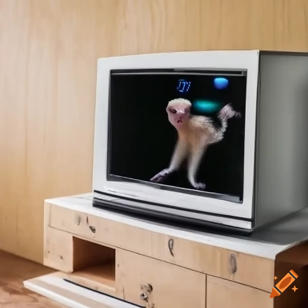 White monkey watching TV on Craiyon