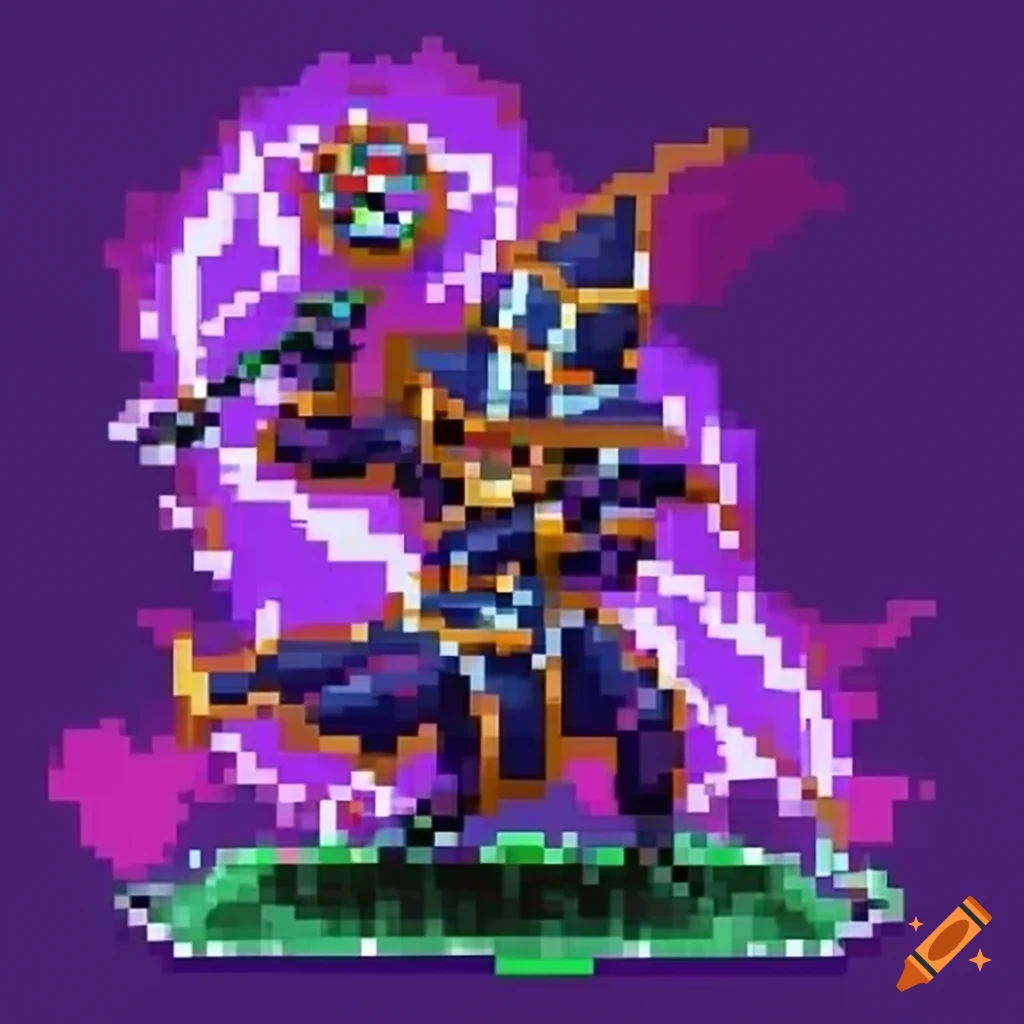 Pixel art of an epic robed dark magician on Craiyon