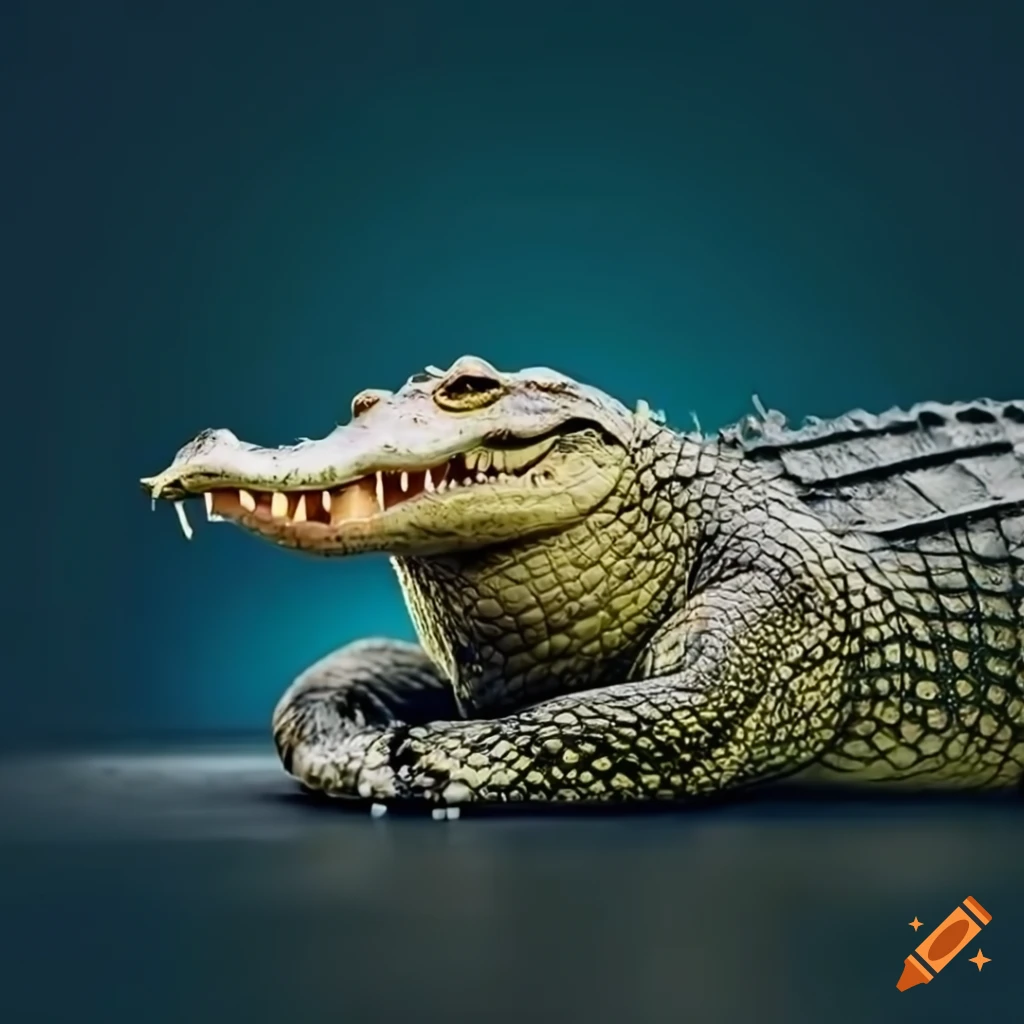 Crocodile typing on a computer keyboard on Craiyon