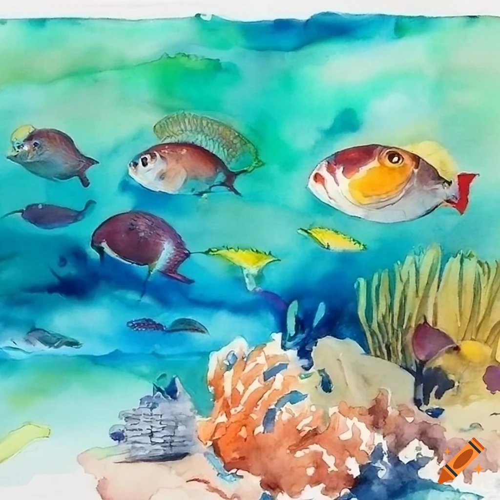 Tropical marine life research painting on Craiyon
