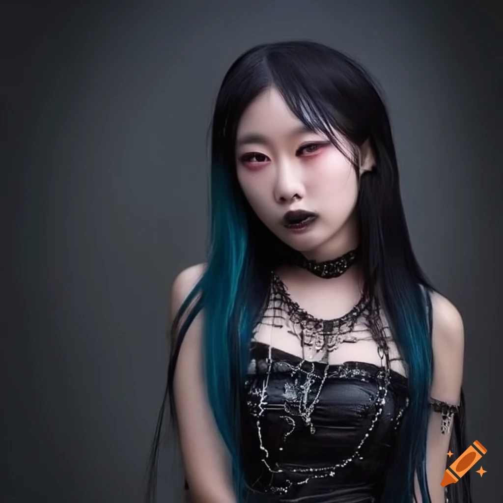 Stylish asian woman with a gothic look on Craiyon