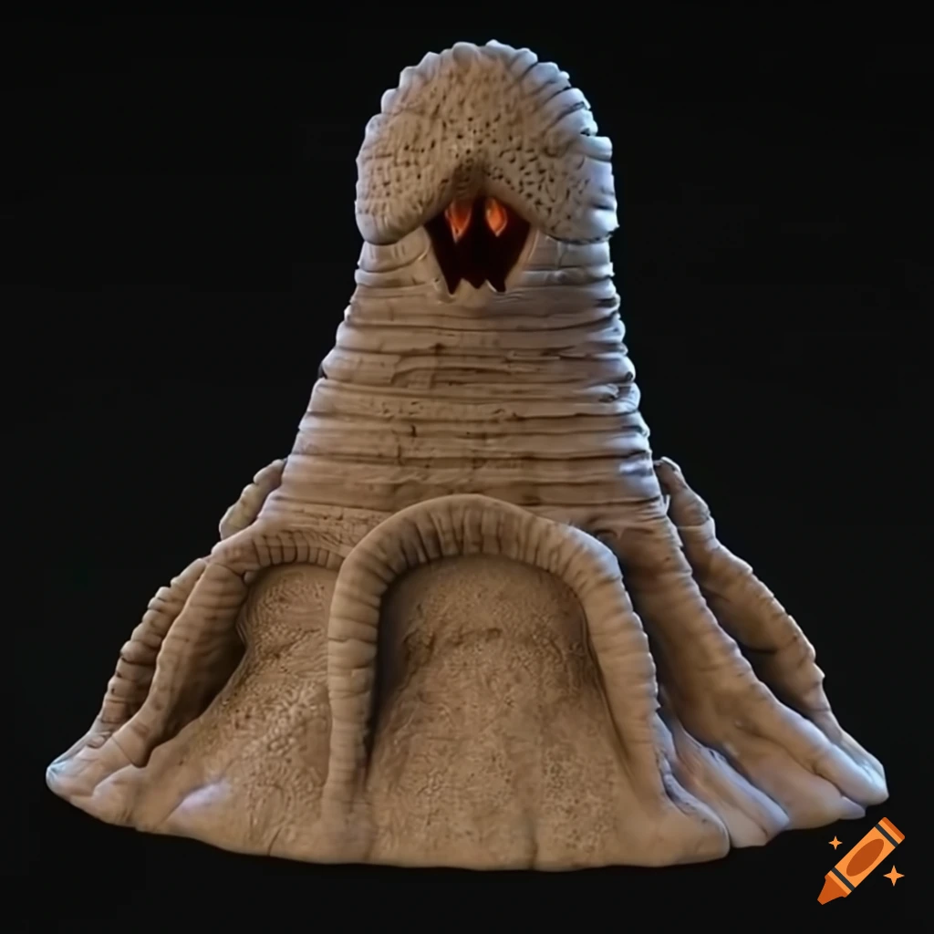 Giant cgi 3d model of a sandworm monster in gizeh on Craiyon
